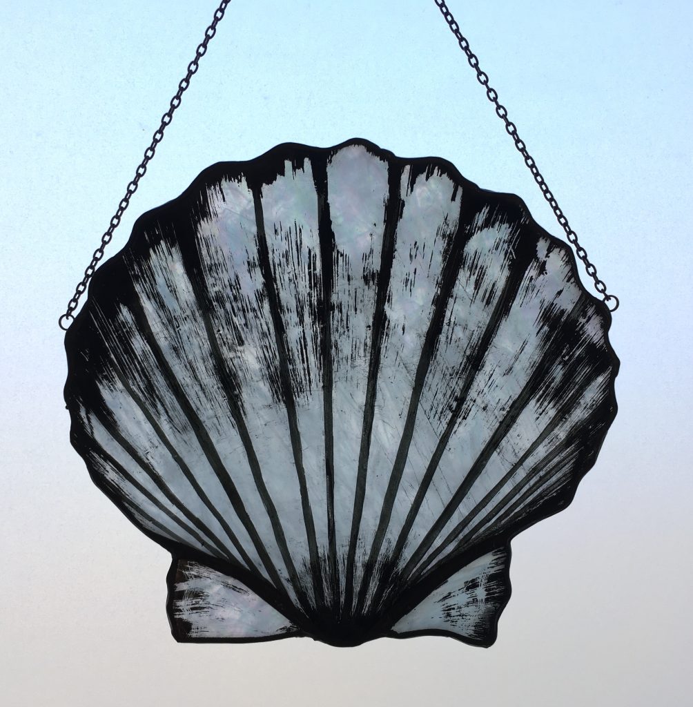 Stained glass scallop shell sun catcher