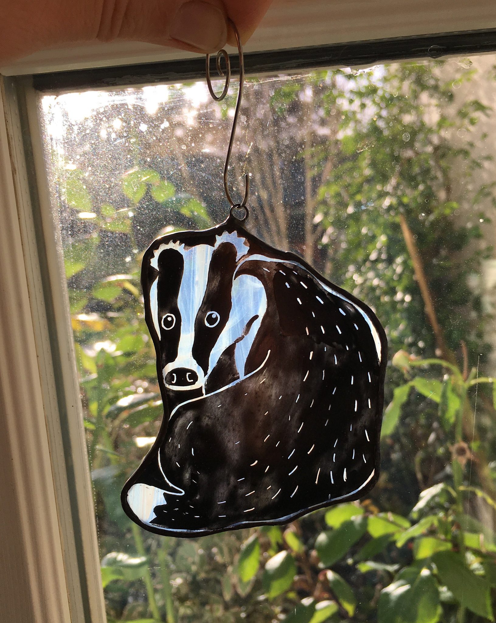 Badger stained glass Christmas tree decoration