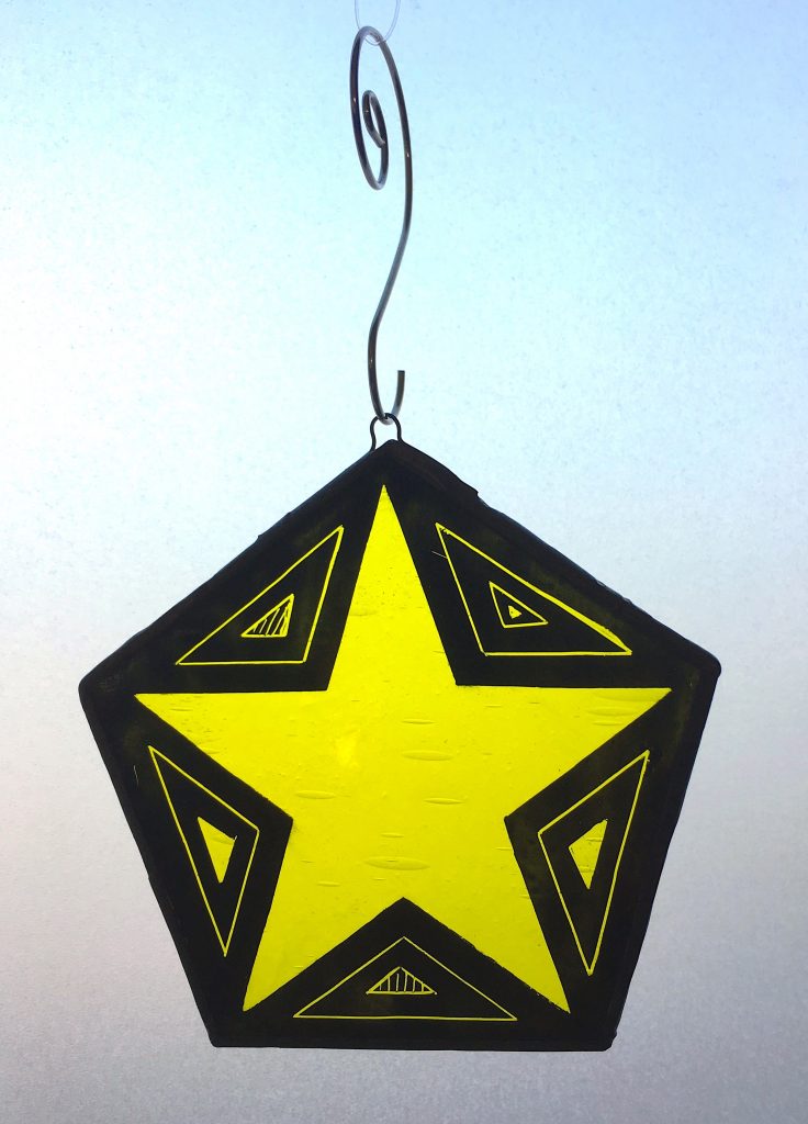 Yellow star stained glass Christmas tree decoration